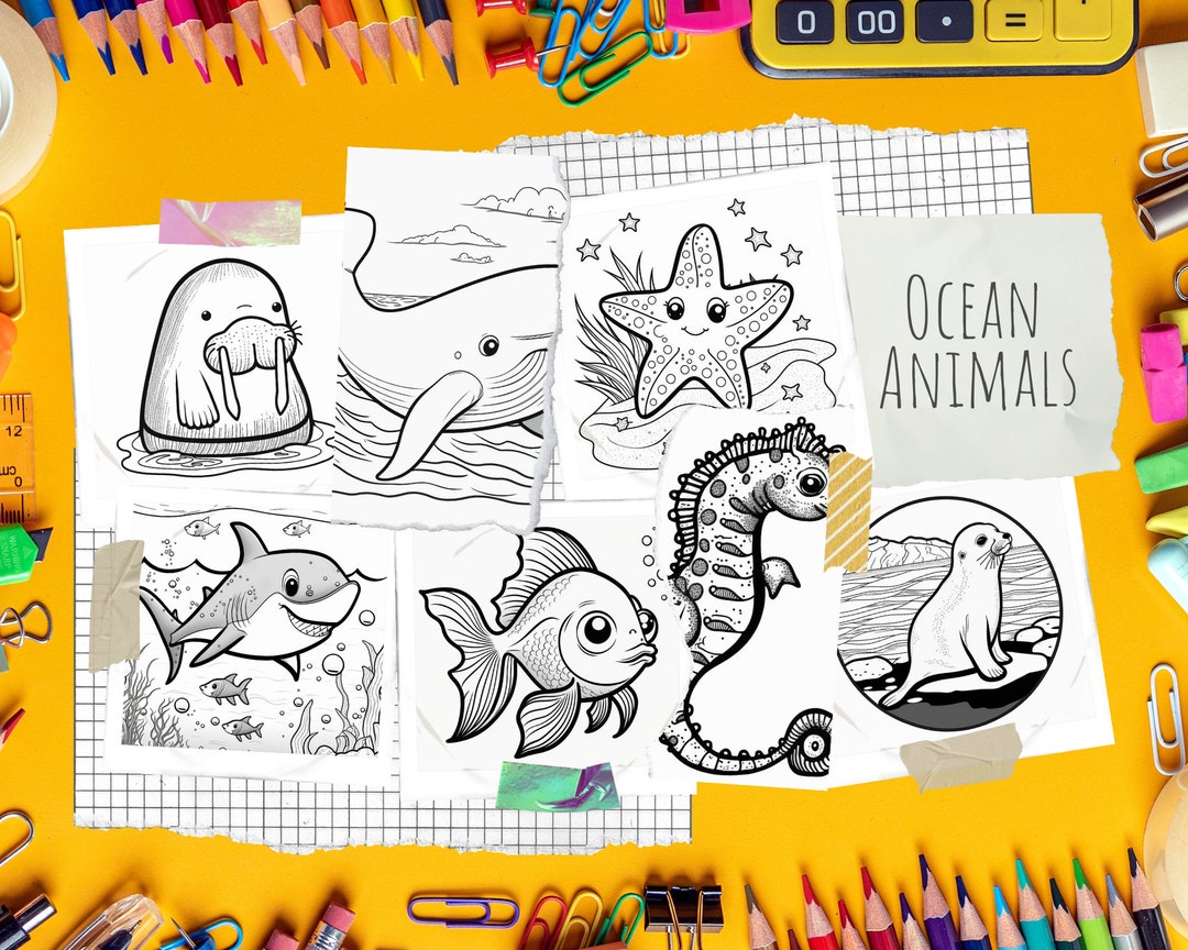 Ocean Coloring 15 Pages JPEG, Teacher Tools, Elementary School, Black ...