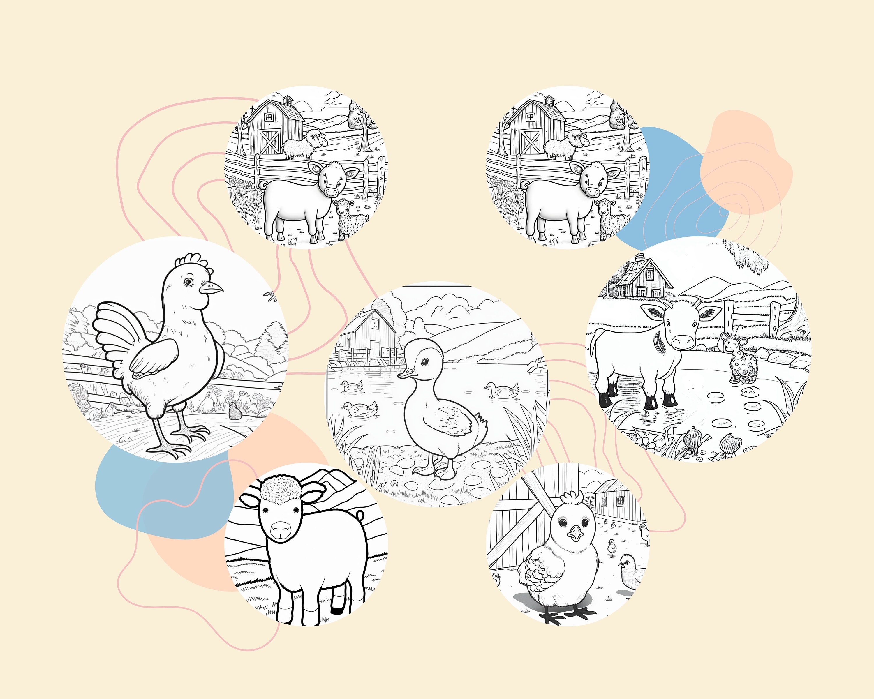 Farm Coloring Pages JPEG, Teacher Tools, Elementary School, Black and ...