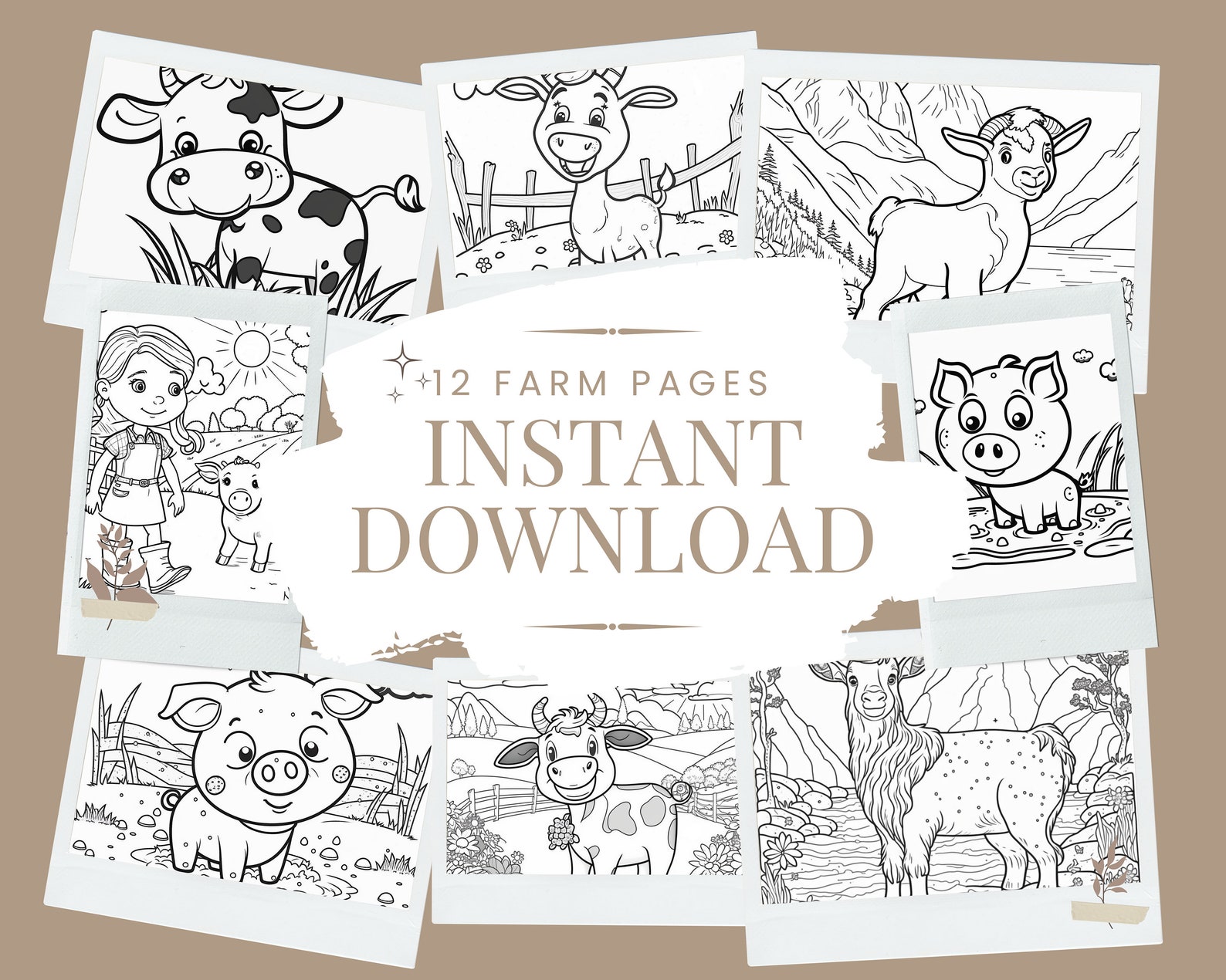 Farm Coloring Pages JPEG, Teacher Tools, Elementary School, Black and ...