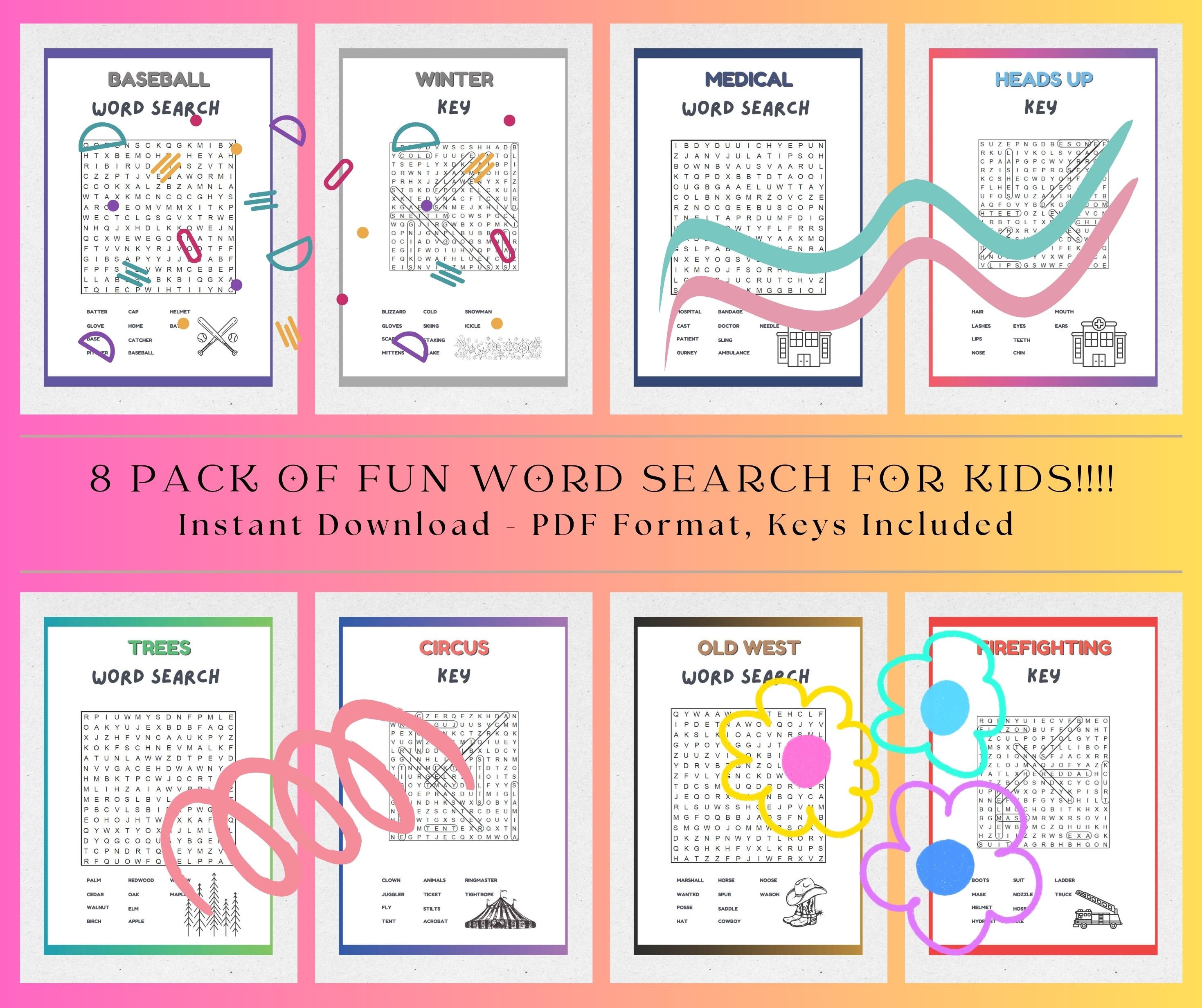 8p. Word Search With Answer Key, Teacher Tools, Elementary School ...