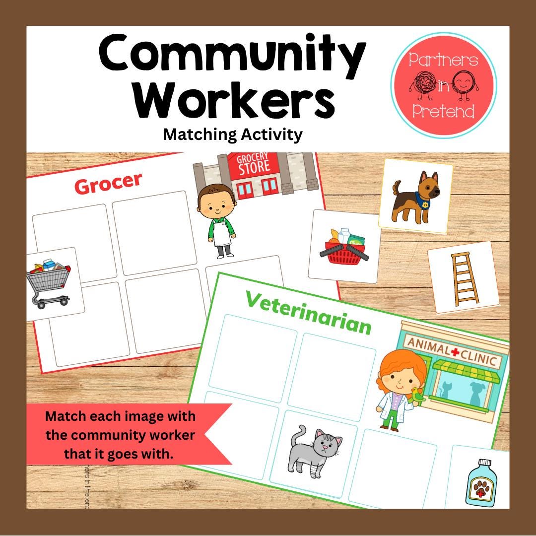 Community Workers Matching Activity for Prek, Preschool & Kindergarten ...
