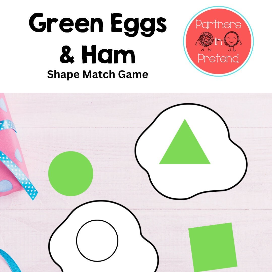 Green Eggs and Ham Shape Match Game for Prek and Preschool - Dr. Seuss ...