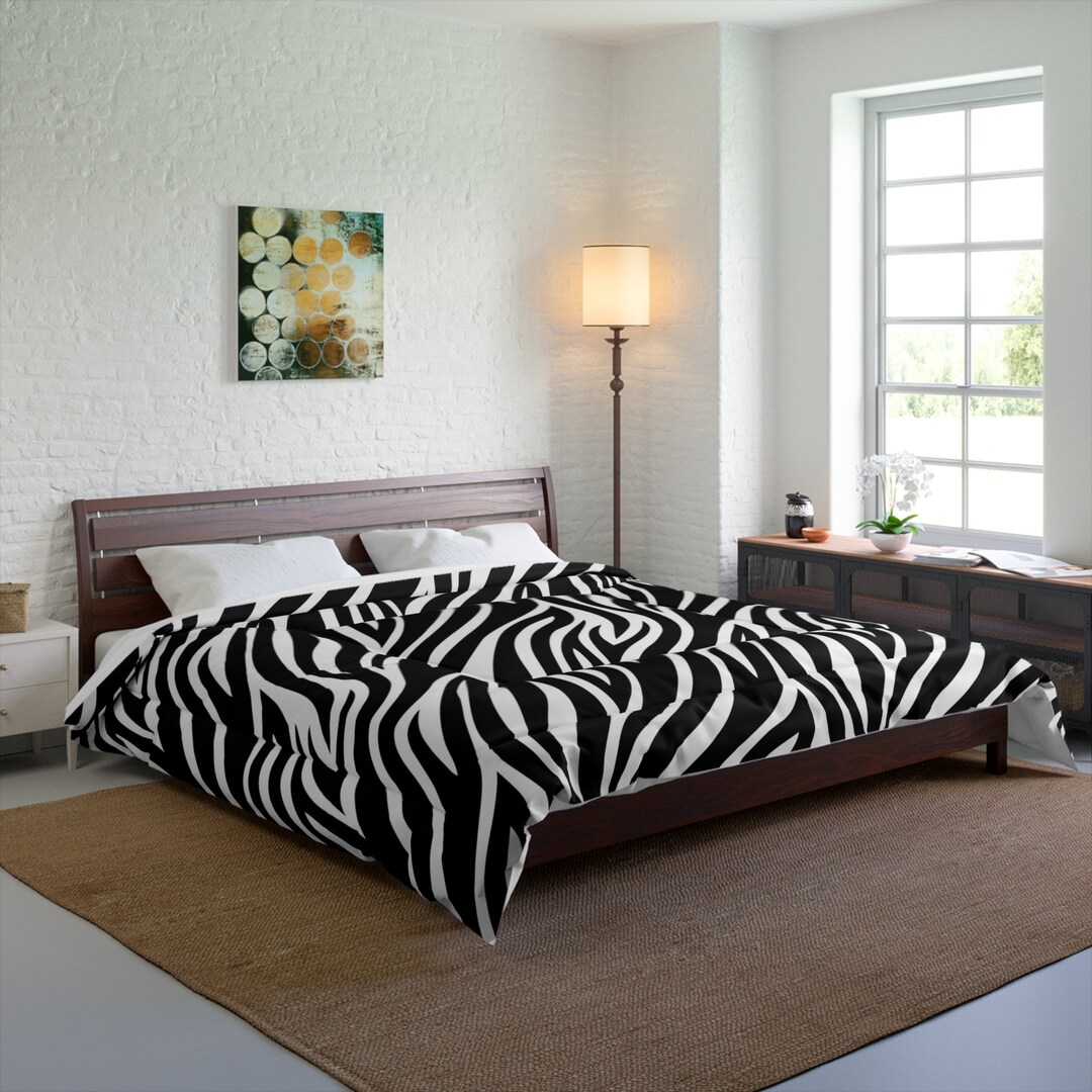 Zebra Print Comforter Animal Print Comforter Black and White Comforter ...