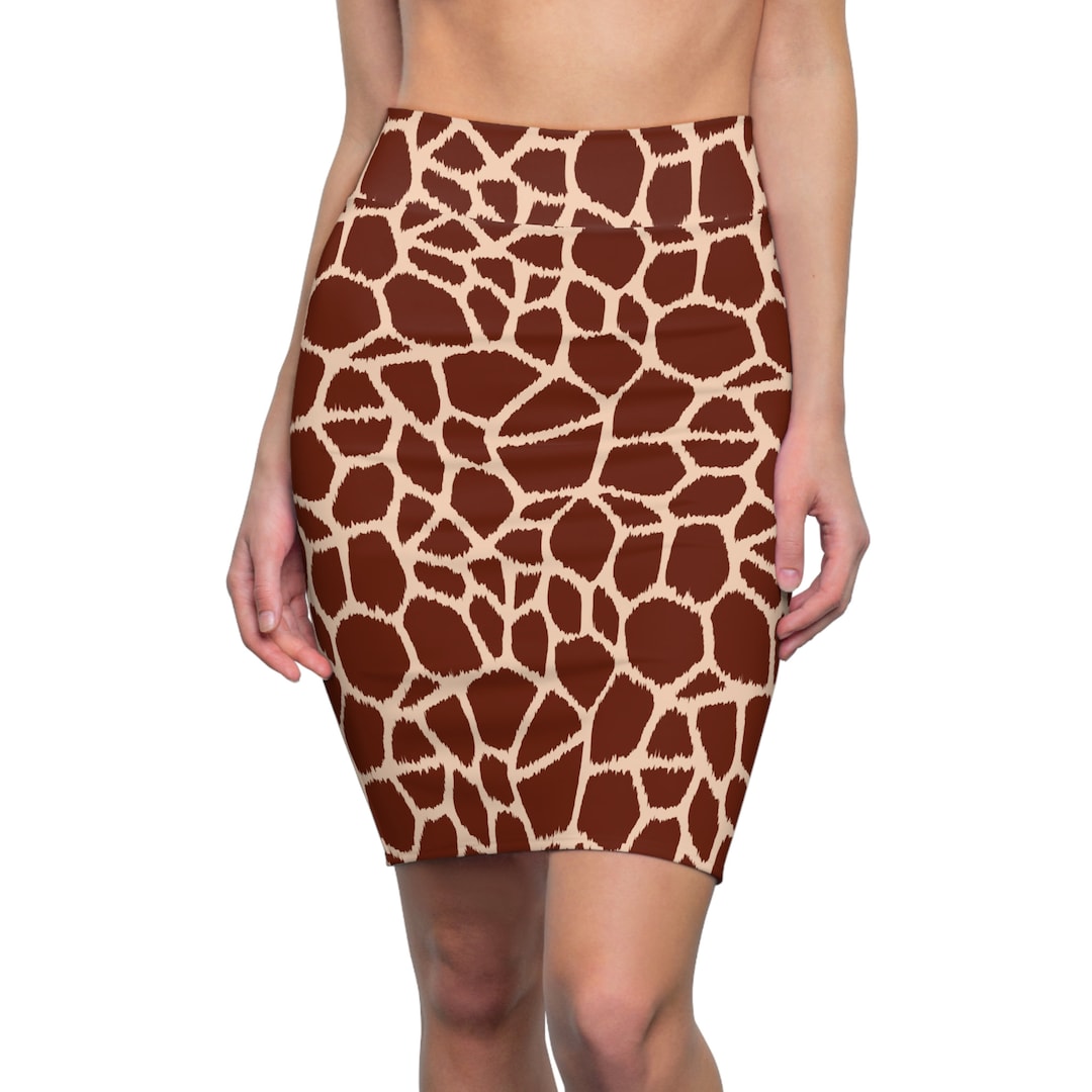 Women's Animal Print Pencil Skirt Trendy Women's Skirt Giraffe Print ...