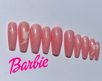 Barbie Nails Pink Sparkly Nails Barbiecore Aesthetic Handmade Press-on ...