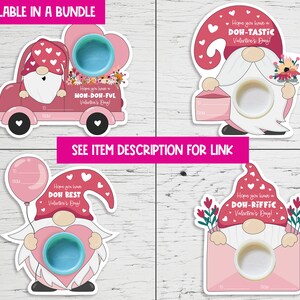 Play Dough Valentine Gnome | Printable Valentine Cards | Non-candy ...