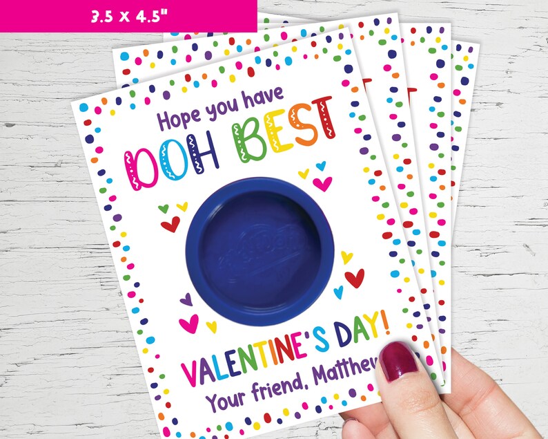 Play Dough Valentines Editable | Printable Valentine Cards | Non-candy ...