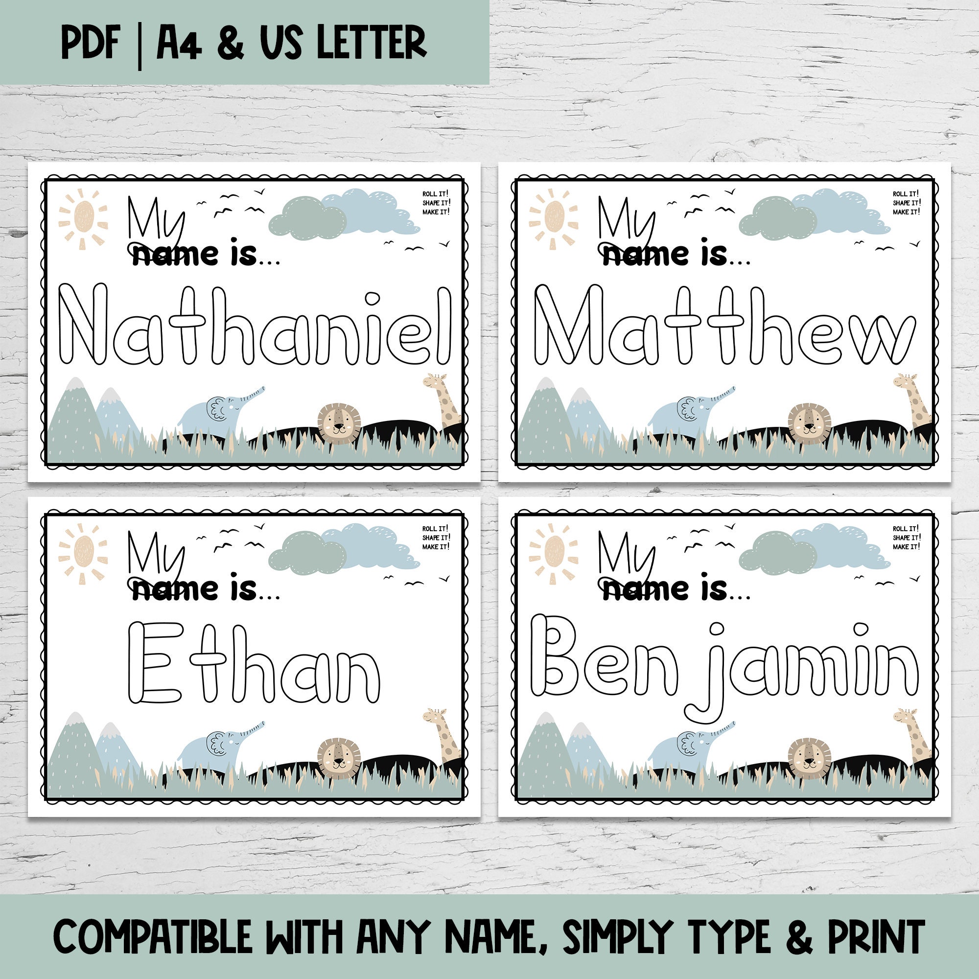 Playdough Name Mat | Personalised Name Play Doh Mat | Printable Play ...