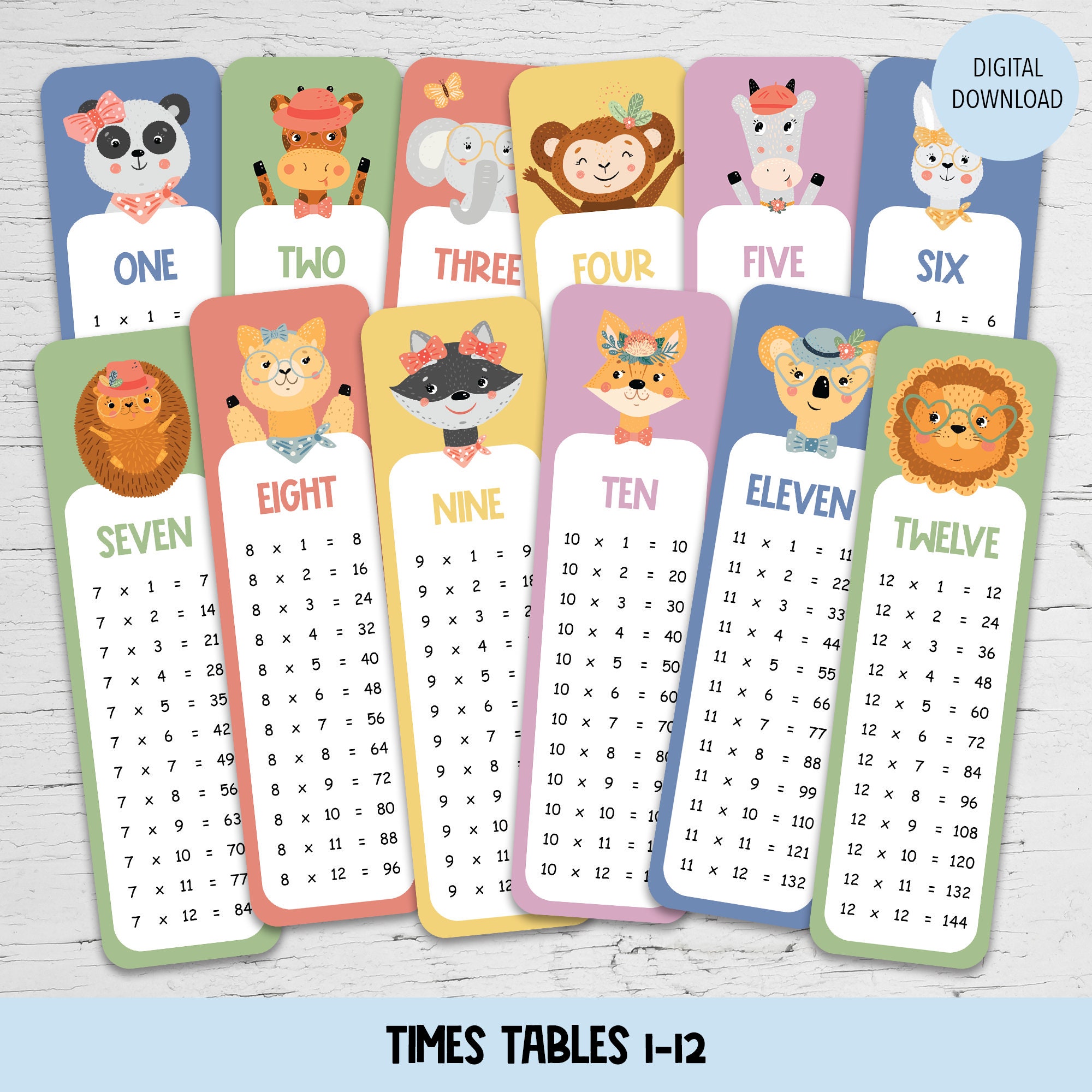 Printable Times Table Bookmarks Multiplication Practice for Times Table ...