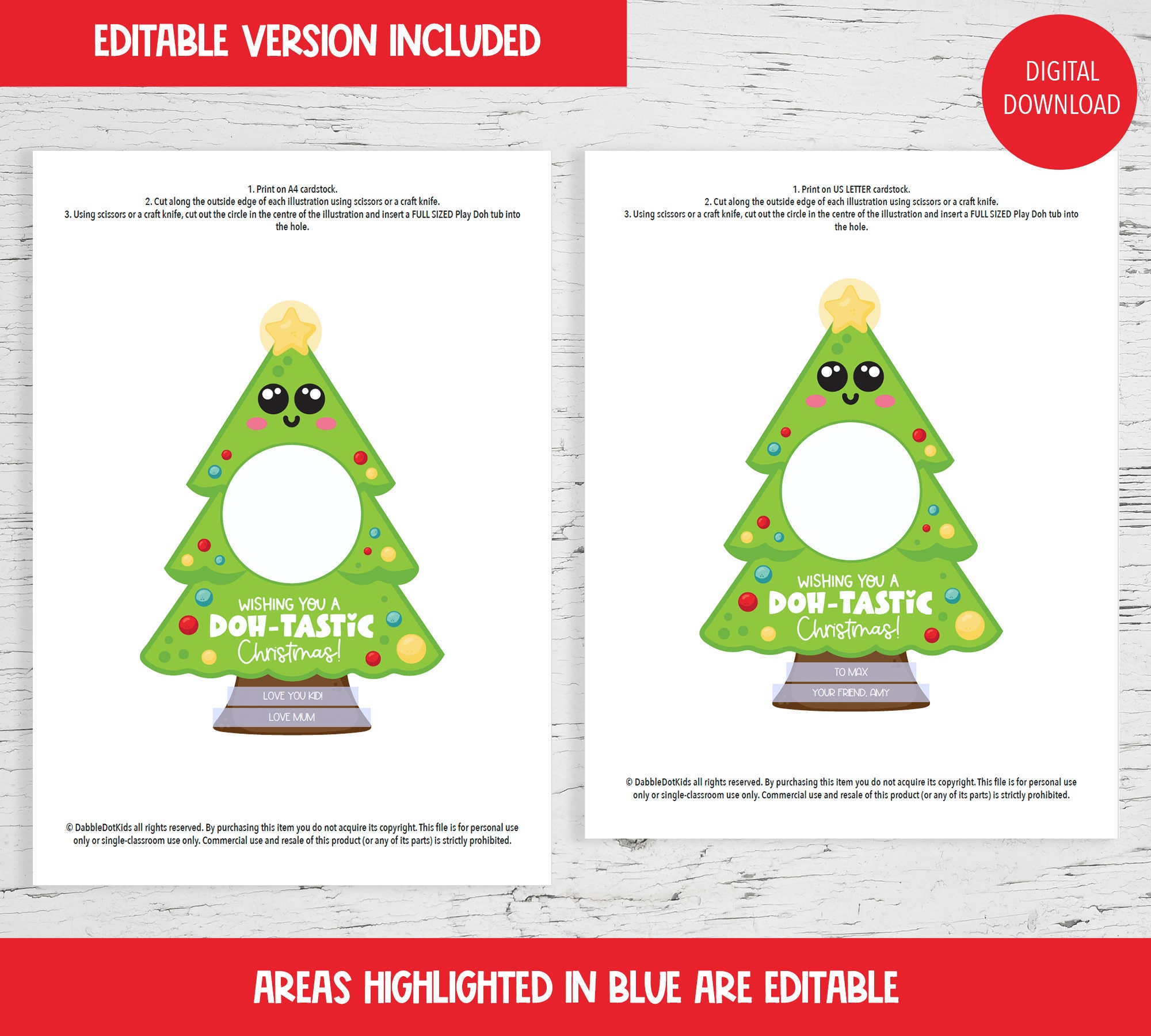 Printable Play Dough Christmas Tree Gift for Kids End of - Etsy Canada