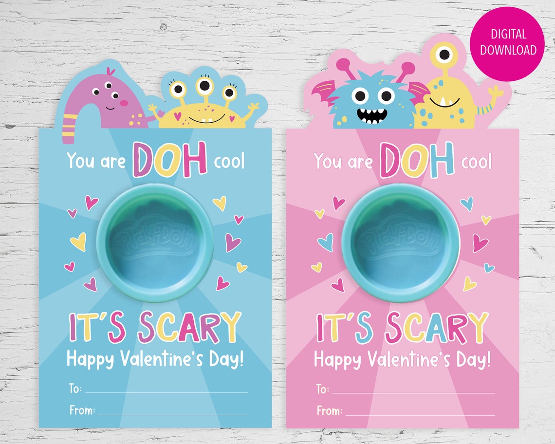 Printable Play Dough Valentine Card Non-candy Valentine Gift for Kids ...