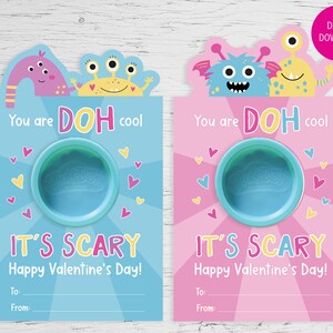 Printable Play Dough Valentine Card Non-candy Valentine Gift for Kids ...