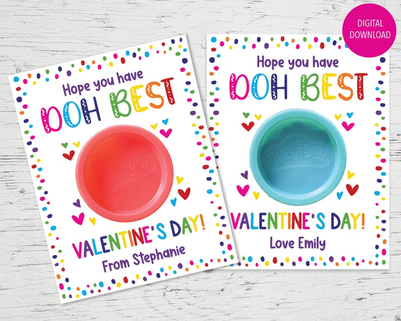 Play Dough Valentines Editable | Printable Valentine Cards | Non-candy ...