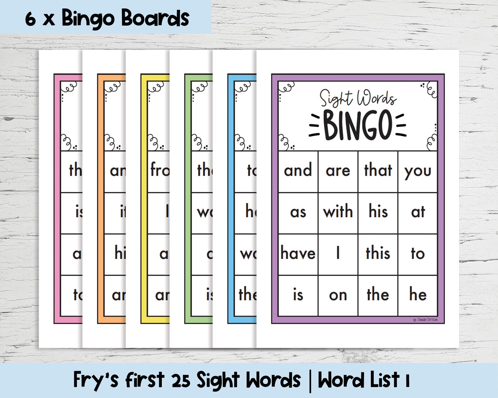 Sight Words Bingo: Fry's First 25, Fun Learning Game (instant Download ...