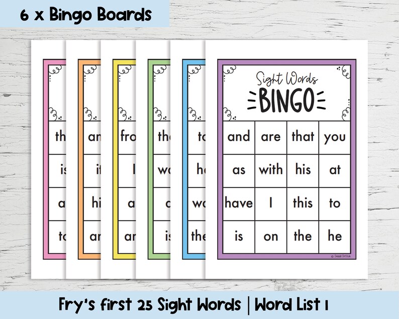 Sight Words Bingo | Sight Words Printable First Grade | Fry's First 25 ...