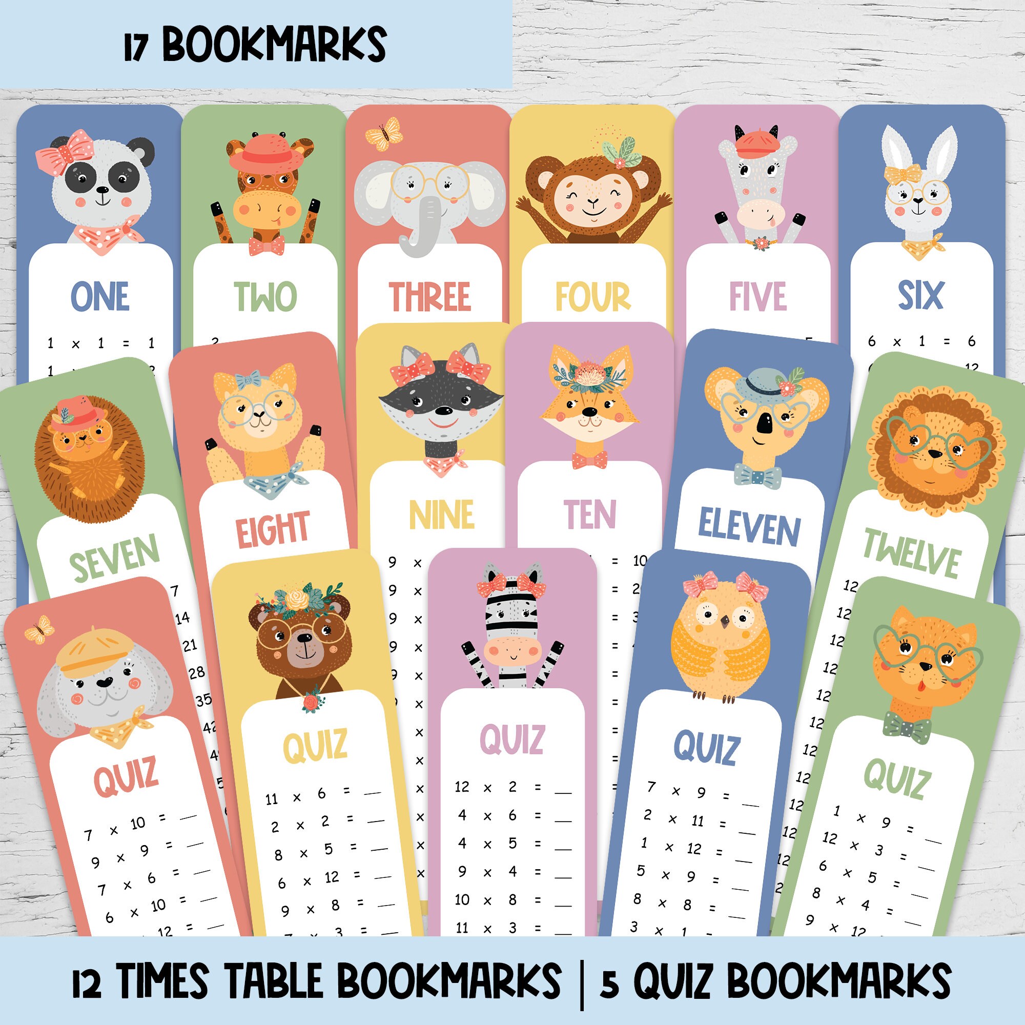 Printable Times Table Bookmarks Multiplication Practice for Times Table ...