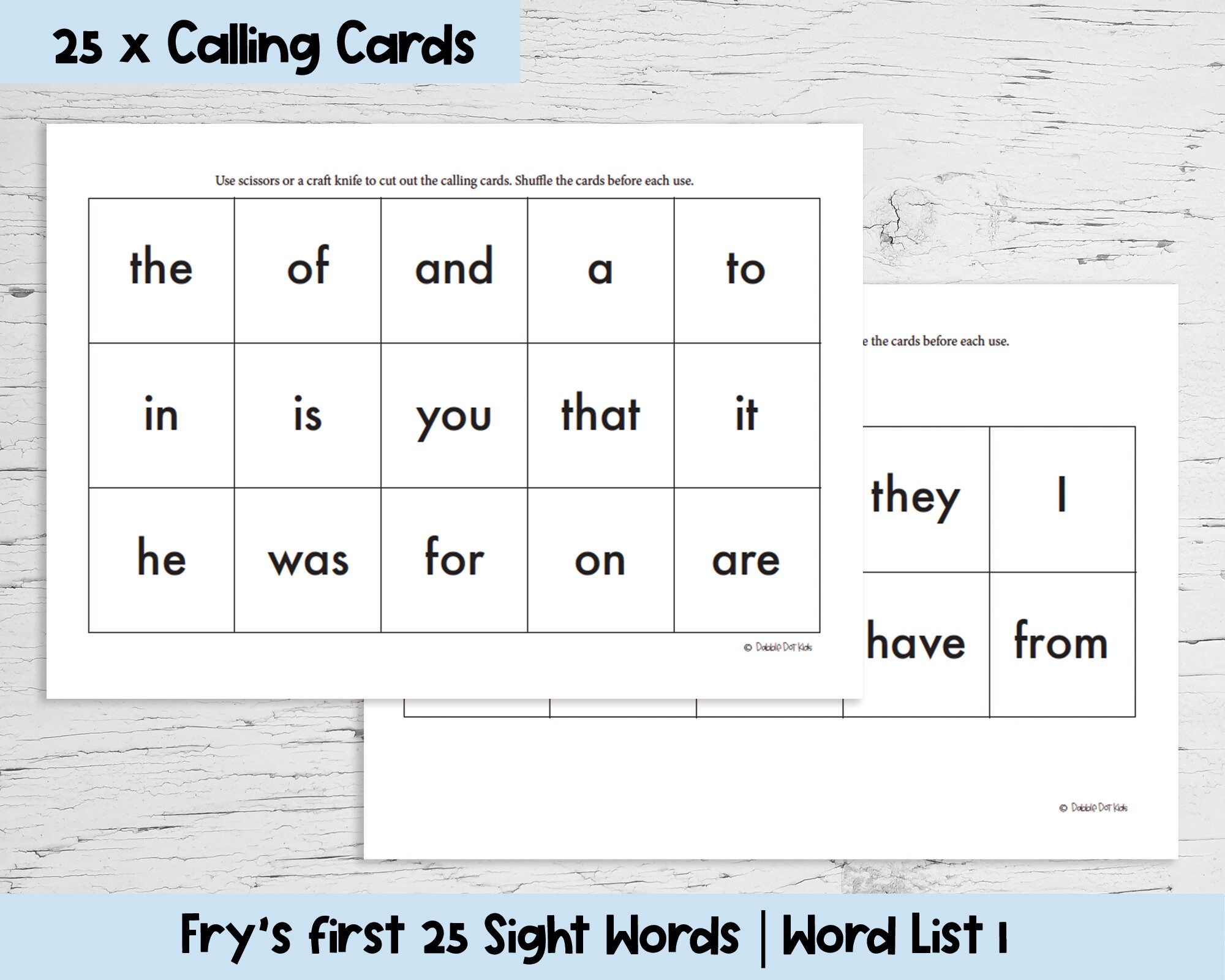 Sight Words Bingo: Fry's First 25, Fun Learning Game (instant Download ...
