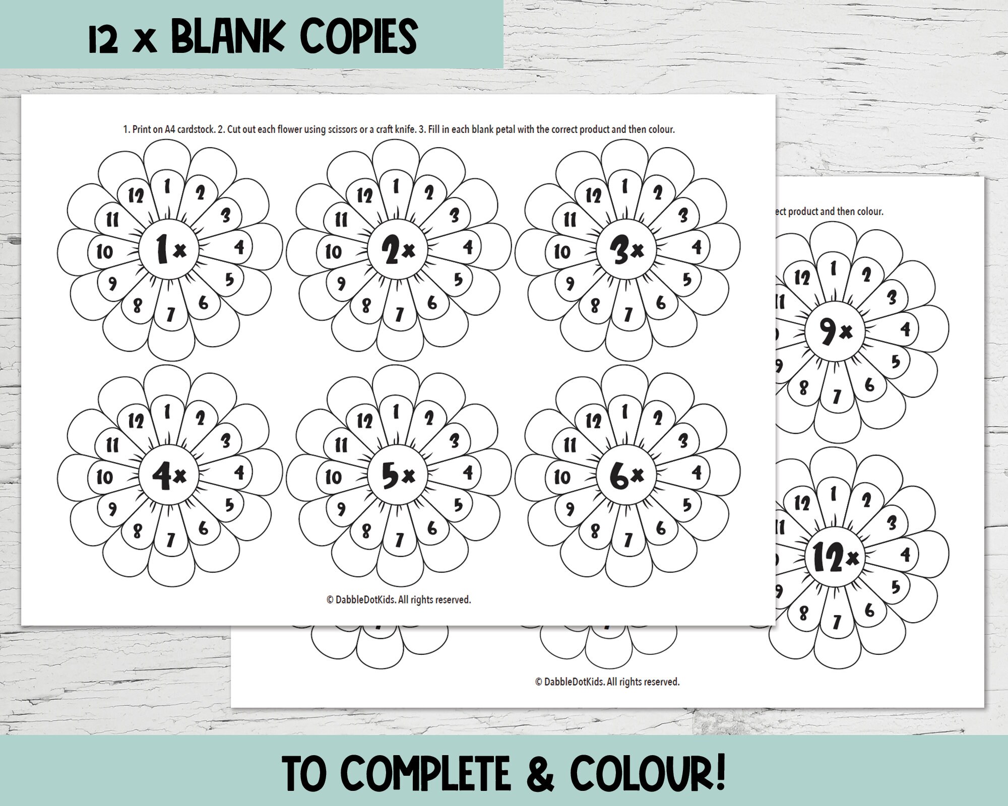 Multiplication Chart Waldorf Flowers Activity for Times Tables 1 to 12 ...