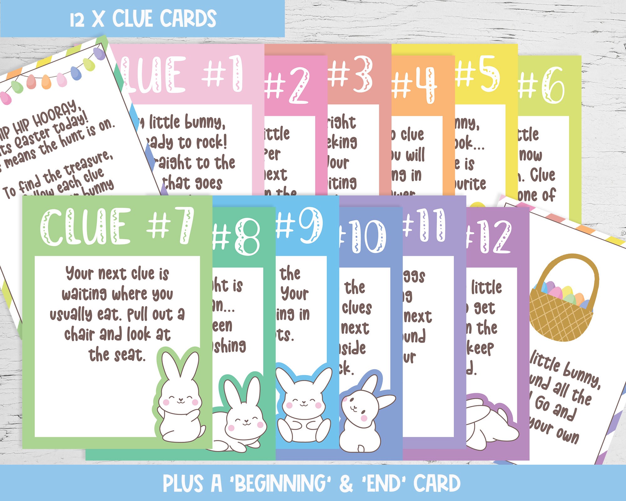 Easter Scavenger Hunt Clues Printable Egg Filler Easter Basket Treasure ...