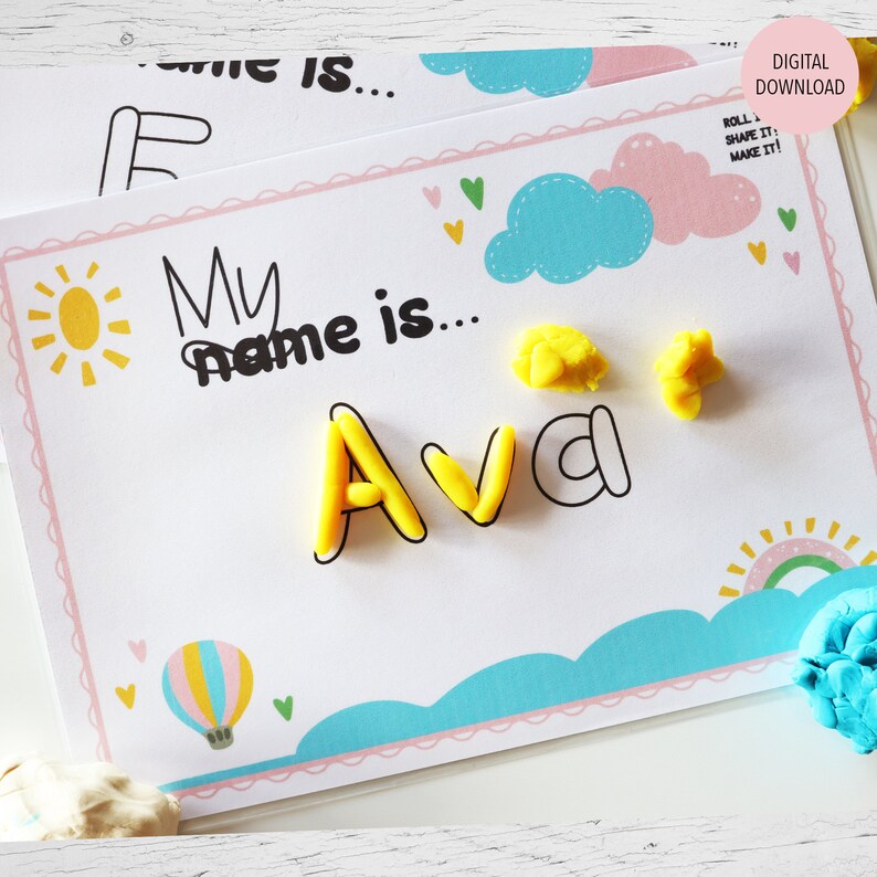 Play Dough Name Mat Editable Personalised Name Play Doh Mat Printable ...