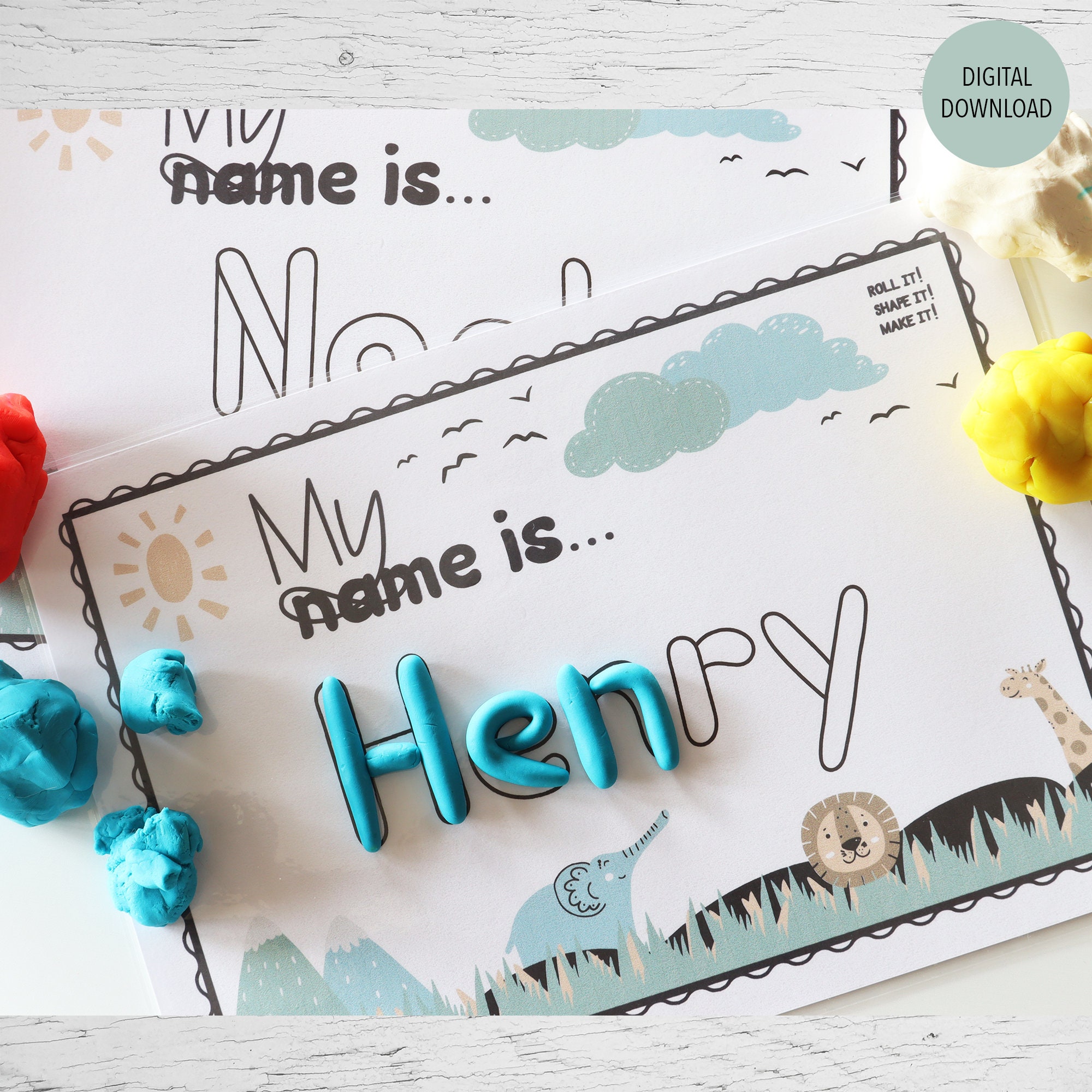 Playdough Name Mat | Personalised Name Play Doh Mat | Printable Play ...