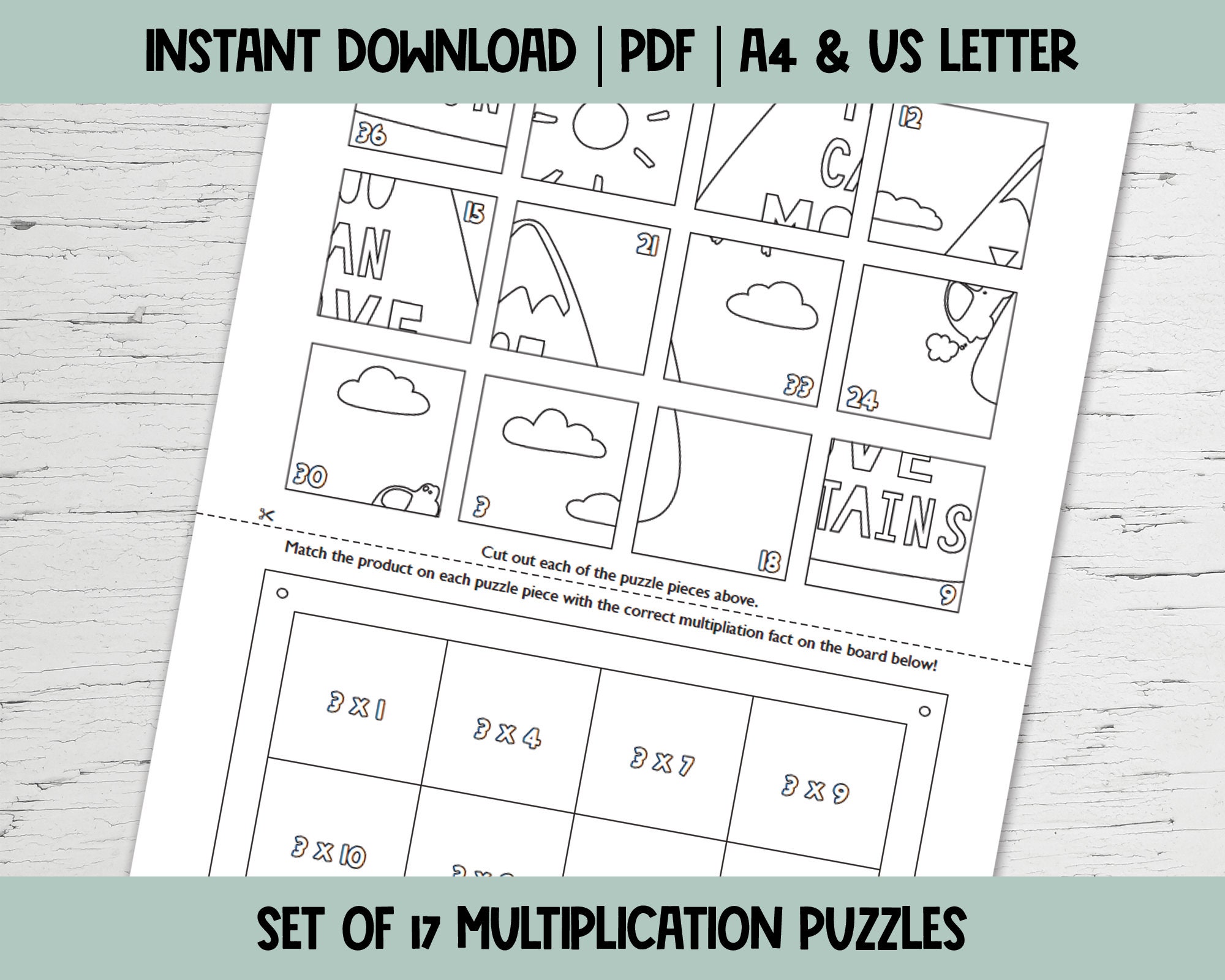 Printable Times Table Puzzles for Multiplication Facts 1 to 12 ...