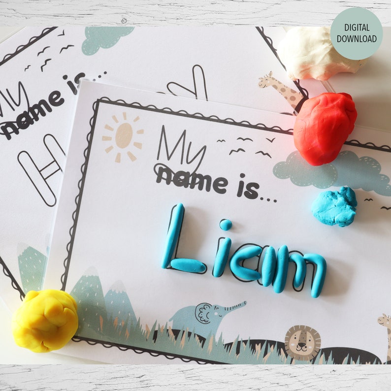 Playdough Name Mat | Personalised Name Play Doh Mat | Printable Play ...