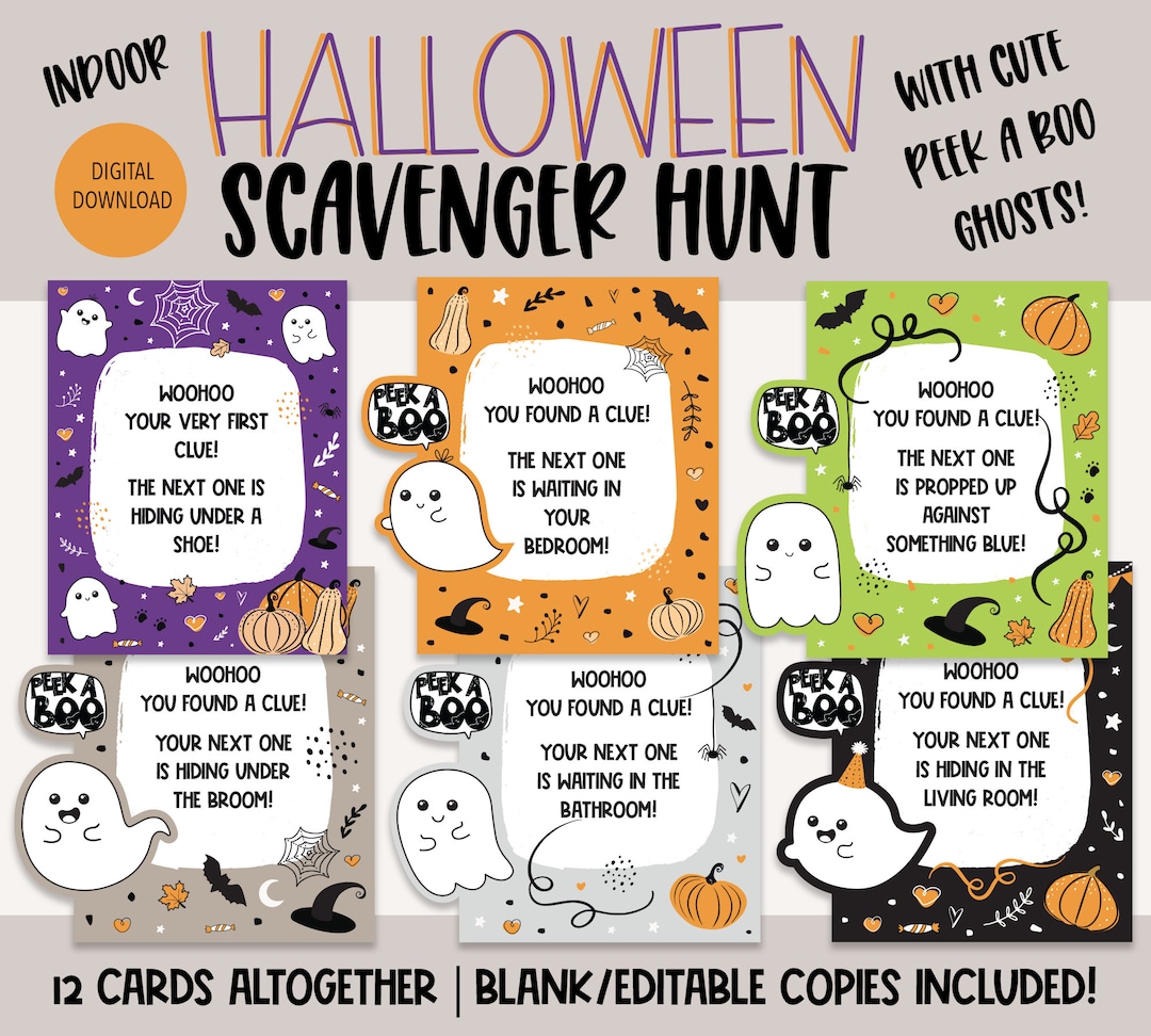 Halloween Scavenger Hunt Cards for Kids Printable Treasure - Etsy UK
