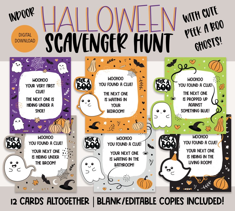 Halloween Scavenger Hunt Cards for Kids Printable Treasure - Etsy Canada