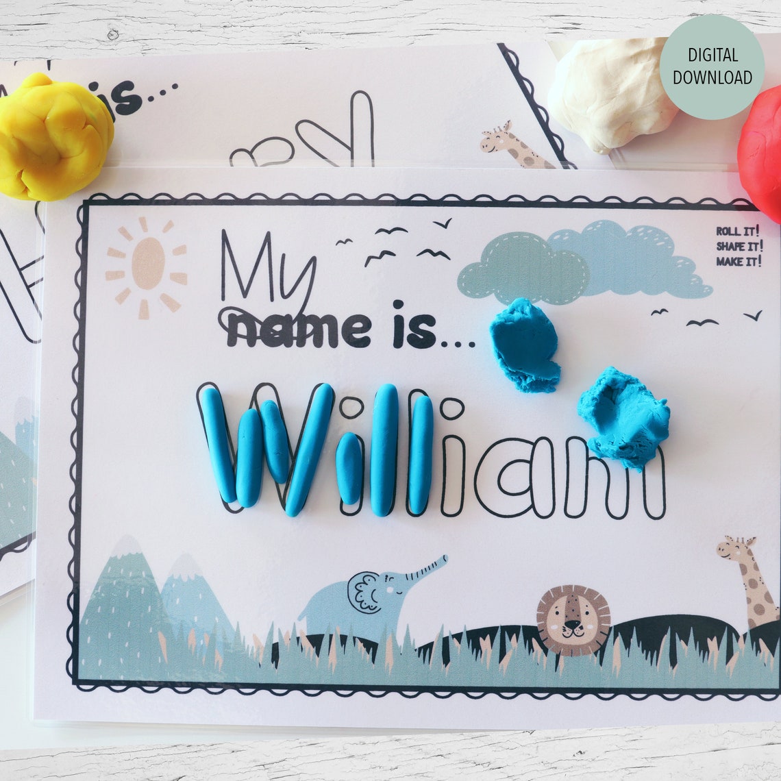 Playdough Name Mat Personalised Name Play Doh Mat Printable Play Doh ...