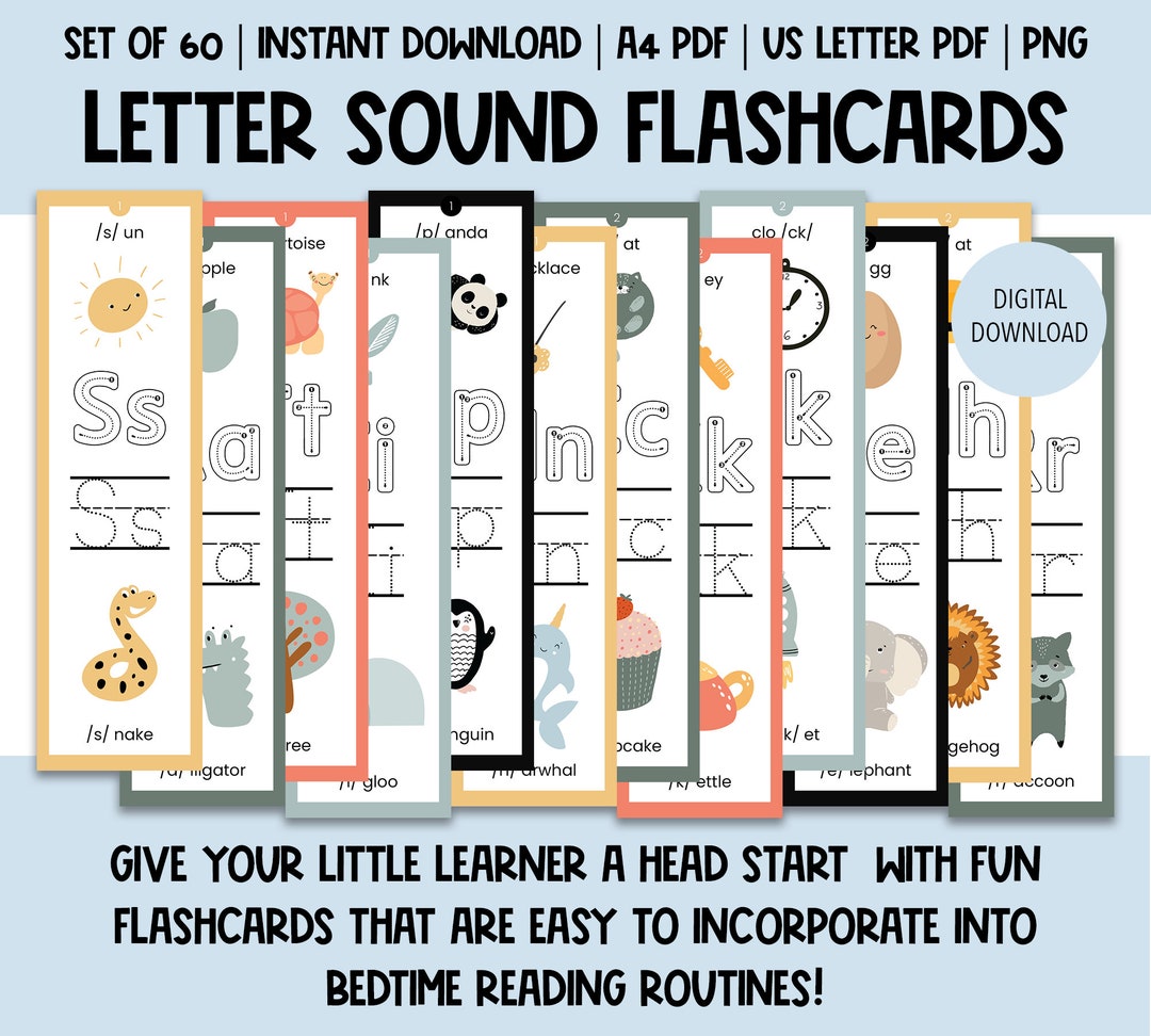 Teaching Phonics Flashcards Printable Learn to Read Letter - Etsy