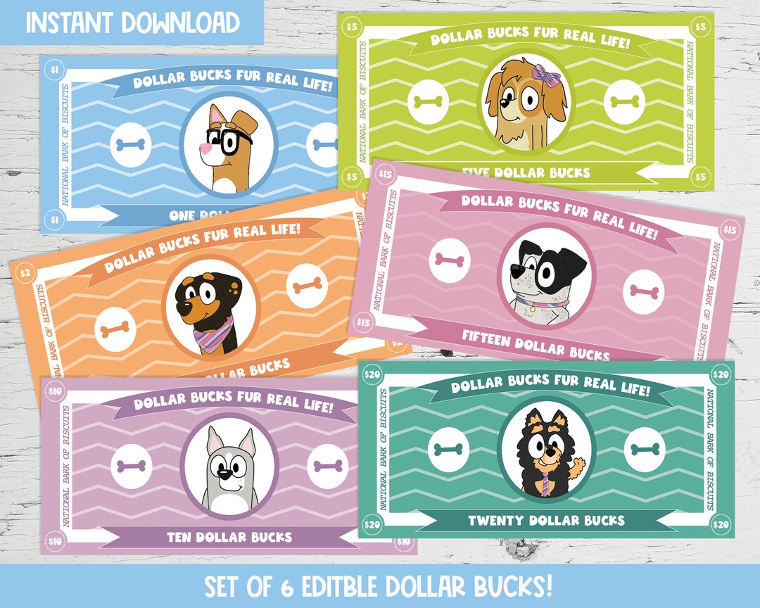 Editable Reward Bucks: Chore & Play Money (PDF) - Etsy