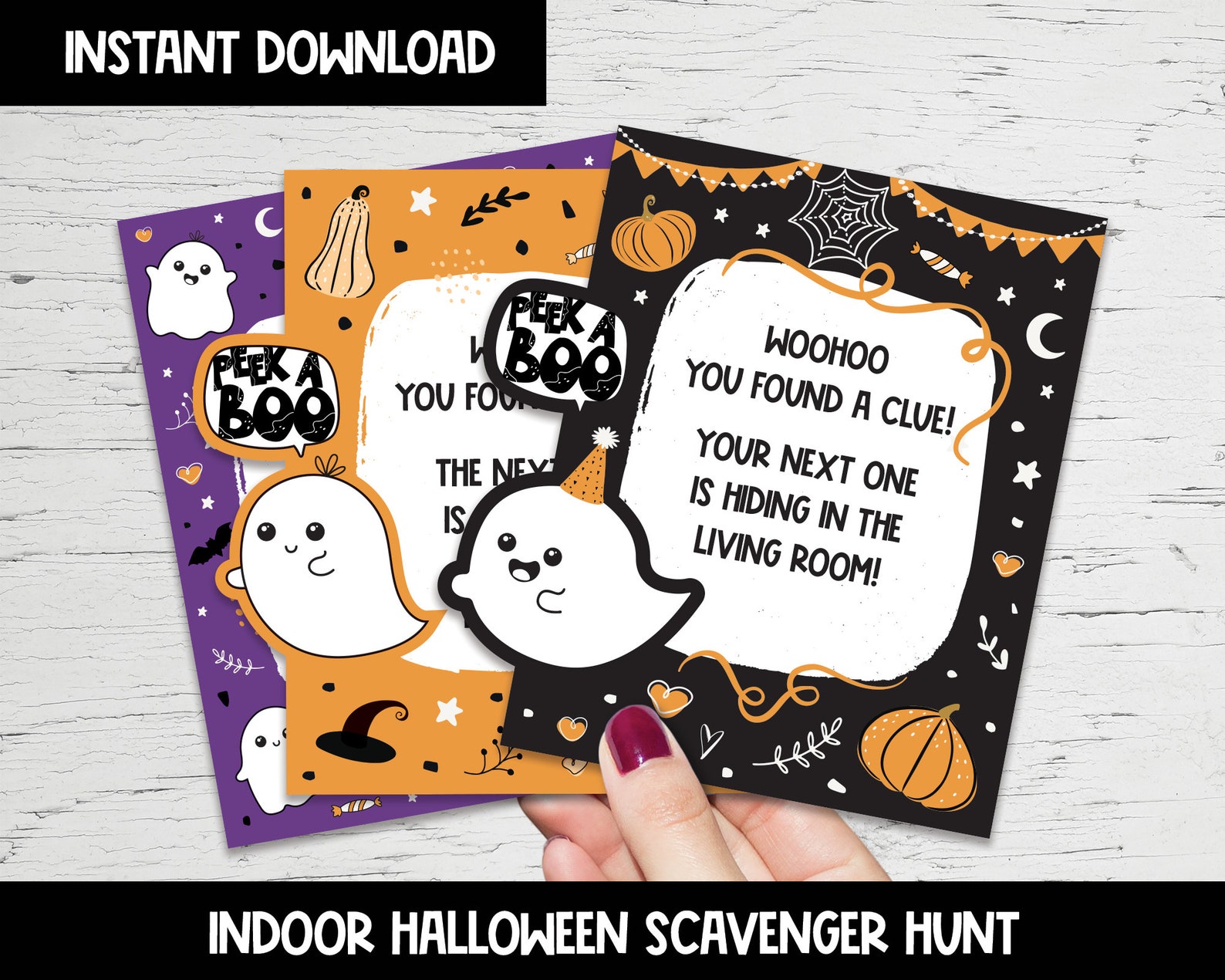 Halloween Scavenger Hunt Cards for Kids: Ghost Hunt Game (EDITABLE ...