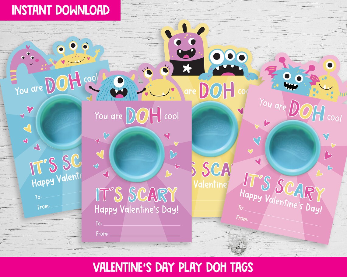 Printable Play Dough Valentine Card Non-candy Valentine Gift for Kids ...