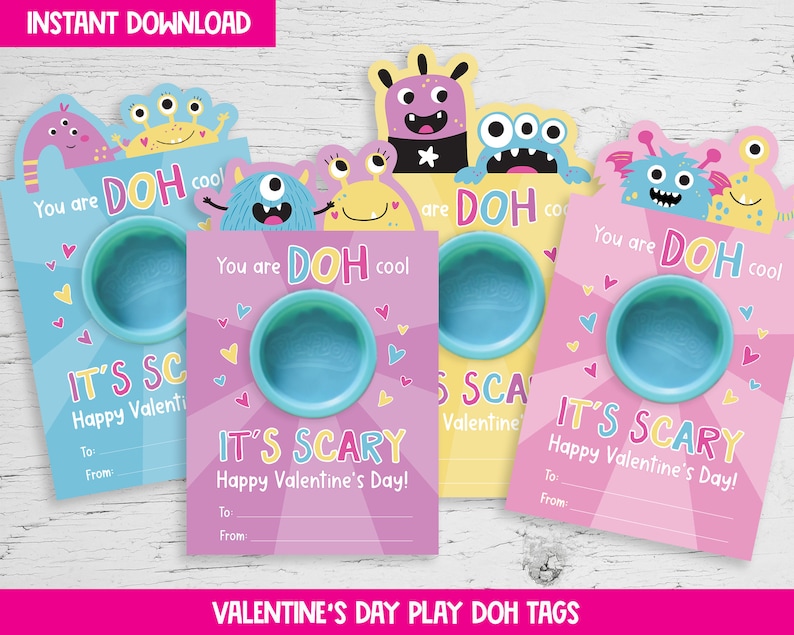 Printable Play Dough Valentine Card Non-candy Valentine Gift for Kids ...
