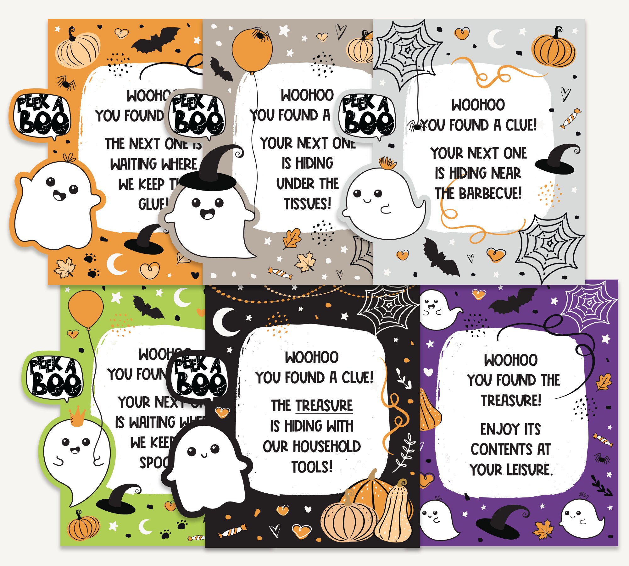 Halloween Scavenger Hunt Cards for Kids Printable Treasure - Etsy