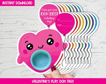 Play Dough Valentines Editable | Printable Valentine Cards | Non-candy ...