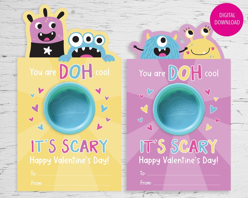 Printable Play Dough Valentine Card Non-candy Valentine Gift for Kids ...