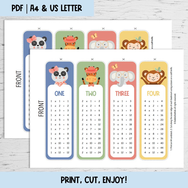 Printable Multiplication Bookmarks Times Table Practice for ...