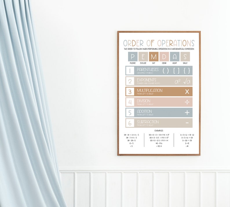 PEMDAS Poster: Order of Operations Chart (digital Download) - Etsy Canada