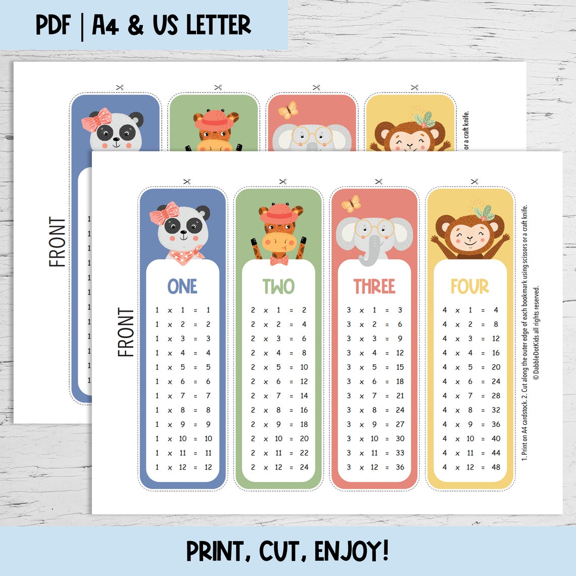 Printable Times Table Bookmarks Multiplication Practice for Times Table ...