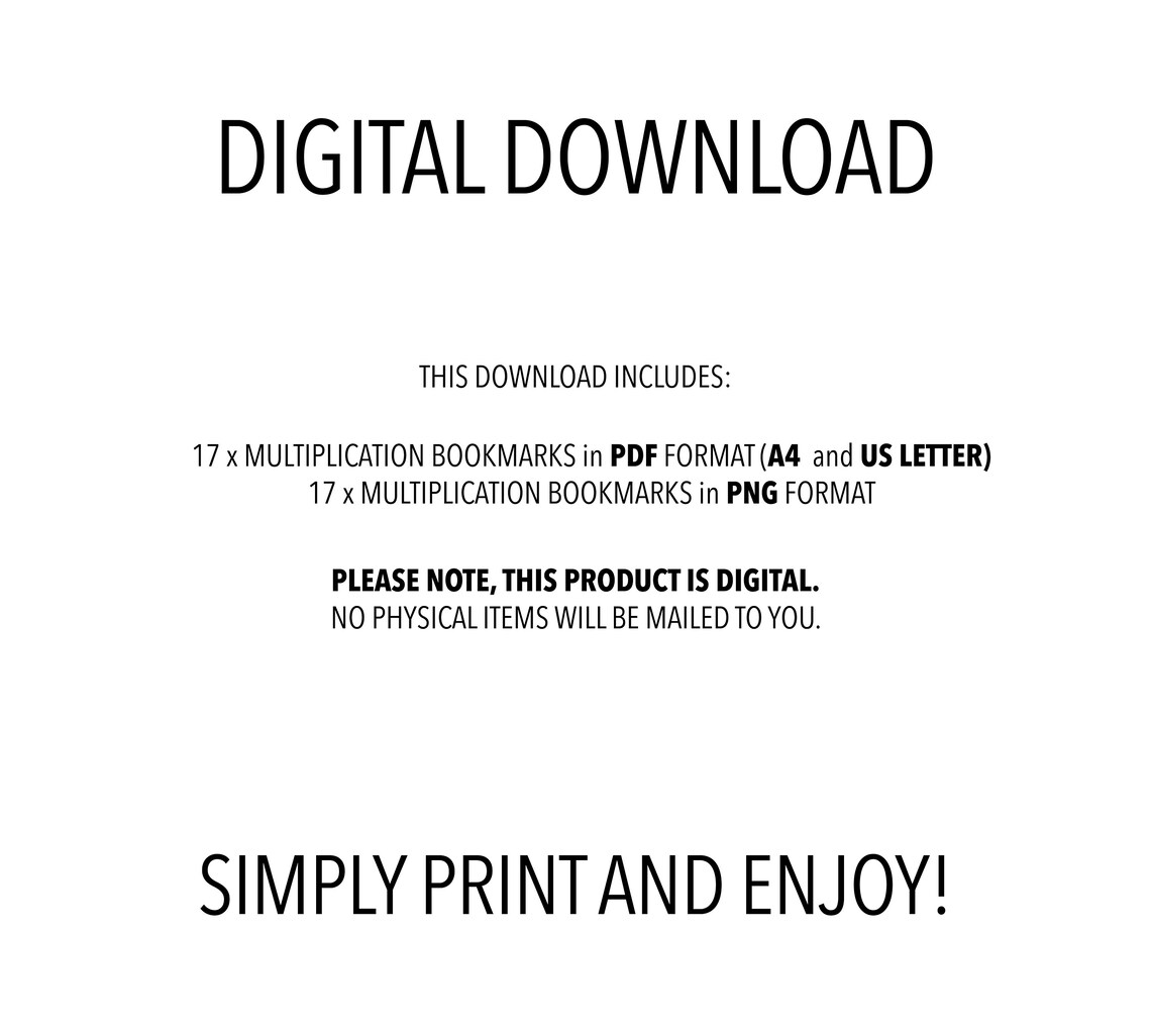 Printable Times Table Bookmarks Multiplication Practice for Times Table ...