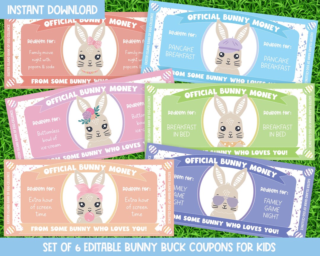 Bunny Bucks Easter Printable | Easter Egg Fillers | Editable Easter Egg ...