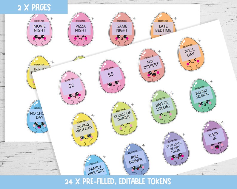 Editable Easter Egg Tokens, Printable Coupons for Kids, Scavenger Hunt ...