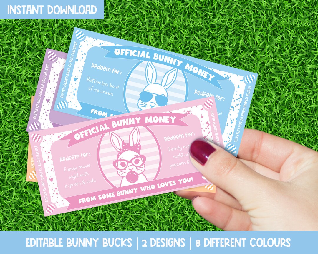 Bunny Bucks Easter Printable | Easter Play Money | Easter Egg Fillers ...