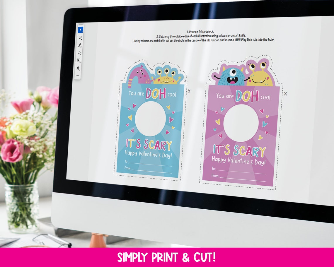 Printable Play Dough Valentine Card Non-candy Valentine Gift for Kids ...