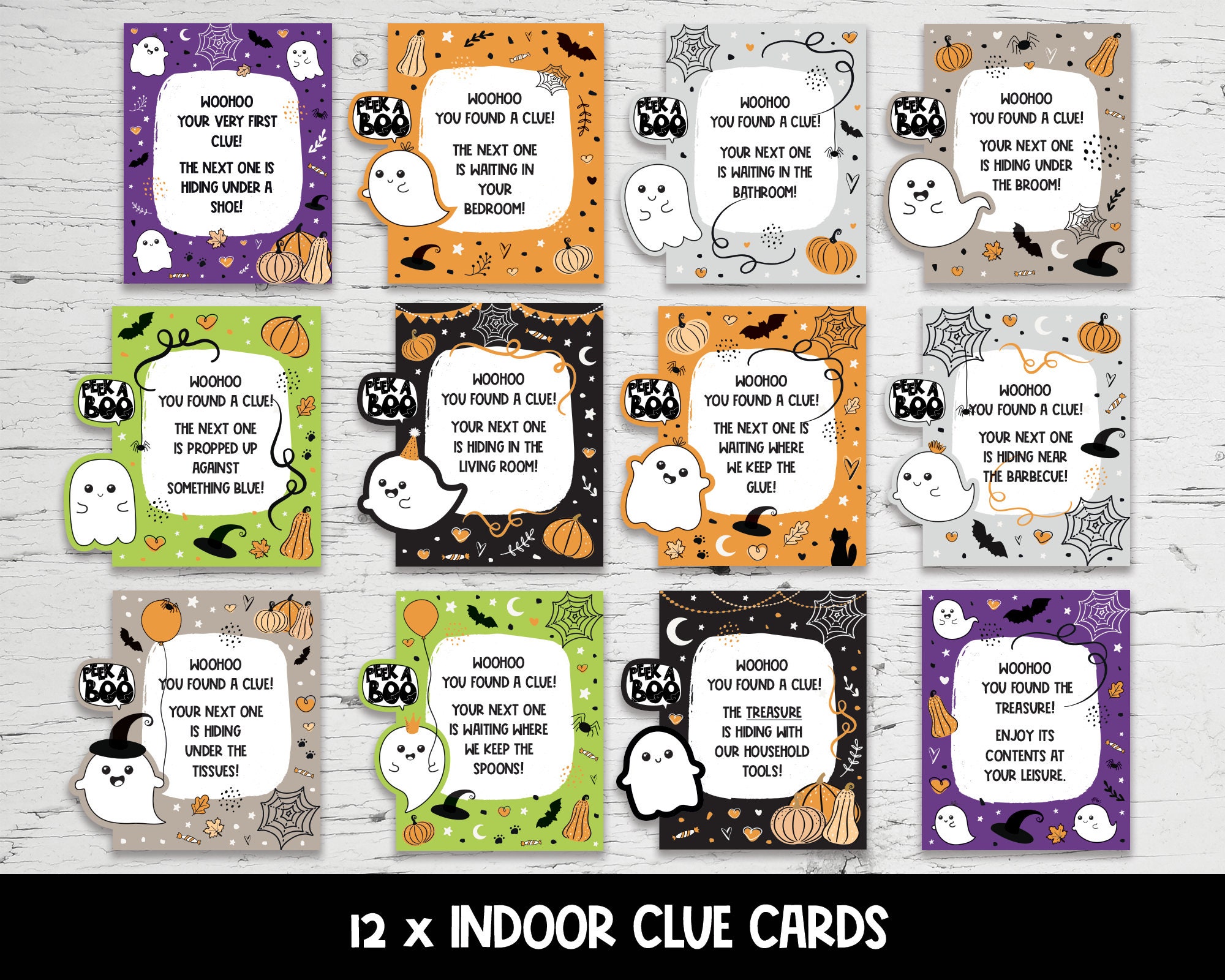 Halloween Scavenger Hunt Cards for Kids: Ghost Hunt Game (EDITABLE ...