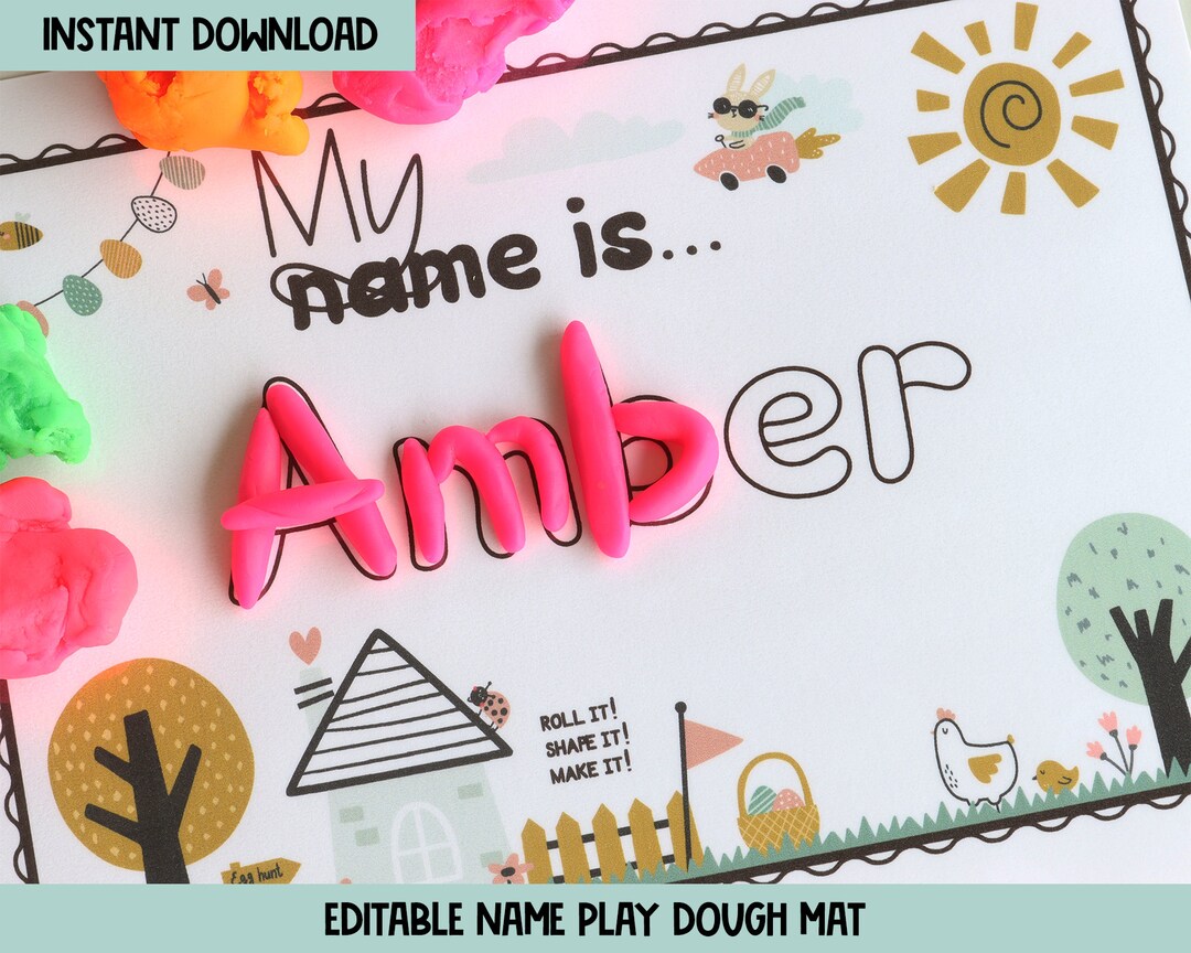 Play Dough Name Mat | Custom Name Play Doh Mat | Printable Play Doh Mat ...
