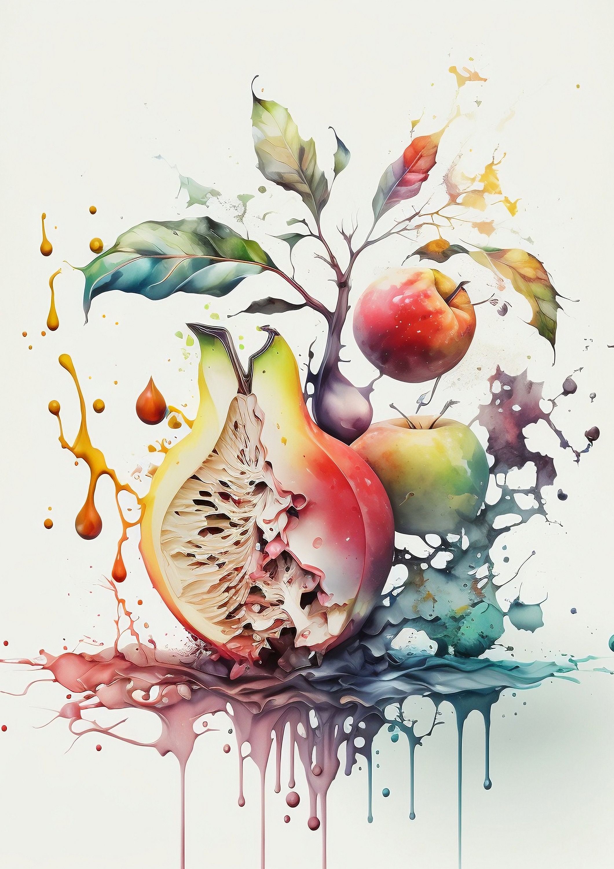 Set of Vibrant Abstract Fruit Prints - Home Decor - Etsy