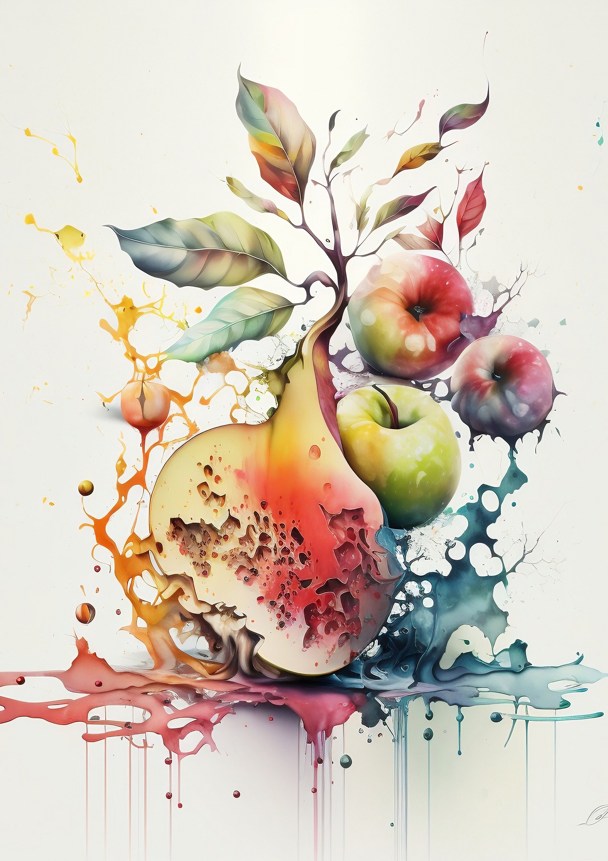 Set of Vibrant Abstract Fruit Prints Home Decor - Etsy